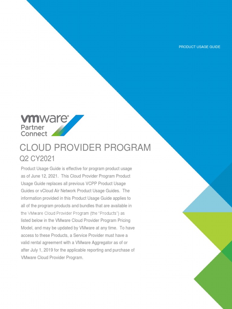 VMware Q2 CY2021 VCPP Product Usage Guide en | PDF | Cloud Computing | V Mware