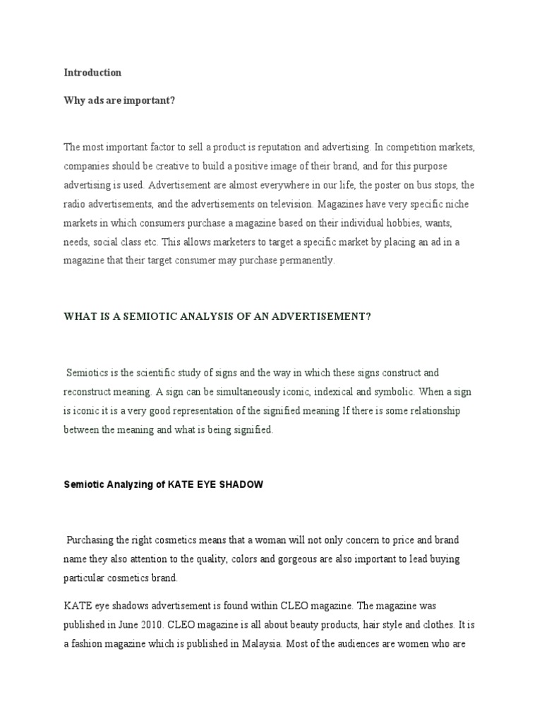 Why Ads Are Important?: What Is A Semiotic Analysis of An Advertisement ...