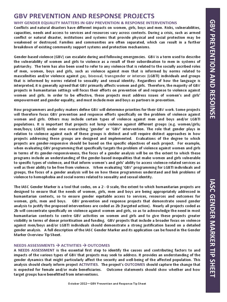 GBV Prevention and Response Projects | PDF | Violence Against Women ...