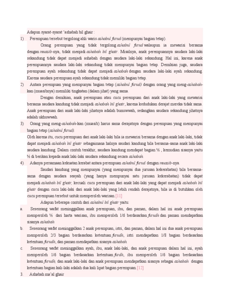 Syarat dan Contoh Ashabah dalam Waris | PDF