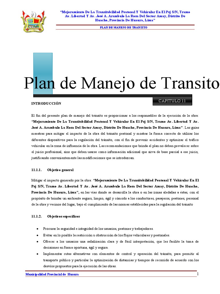 11.1. Plan de Manejo de Transito | PDF | Peatonal | Lima
