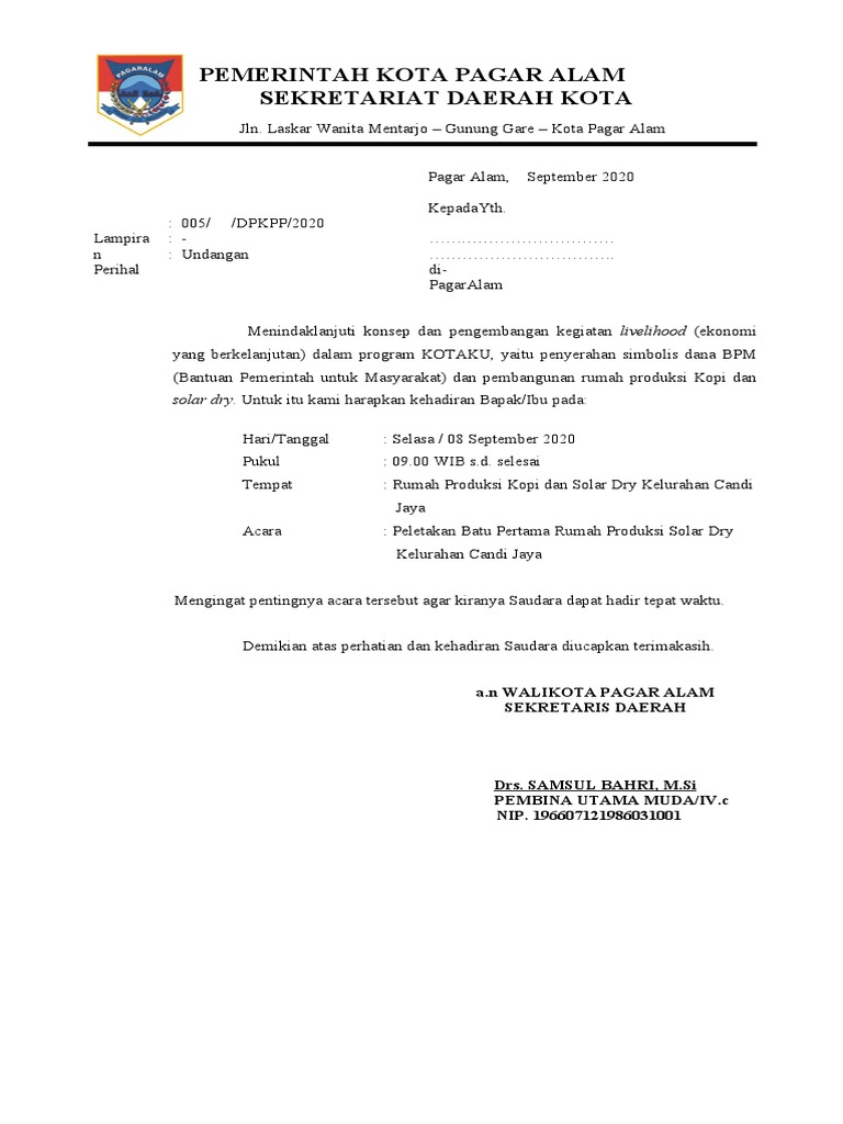 Undangan Rapat Kop Sekda2 | PDF