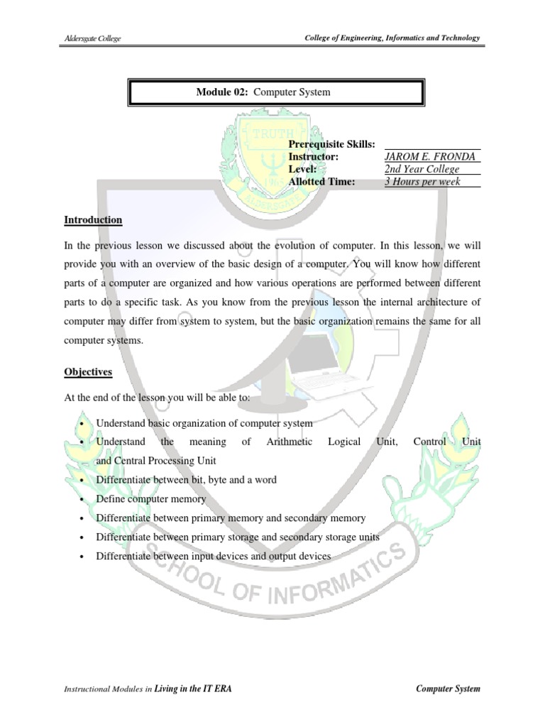 Module 2 - Computer System | PDF | Computer Data Storage | Floppy Disk