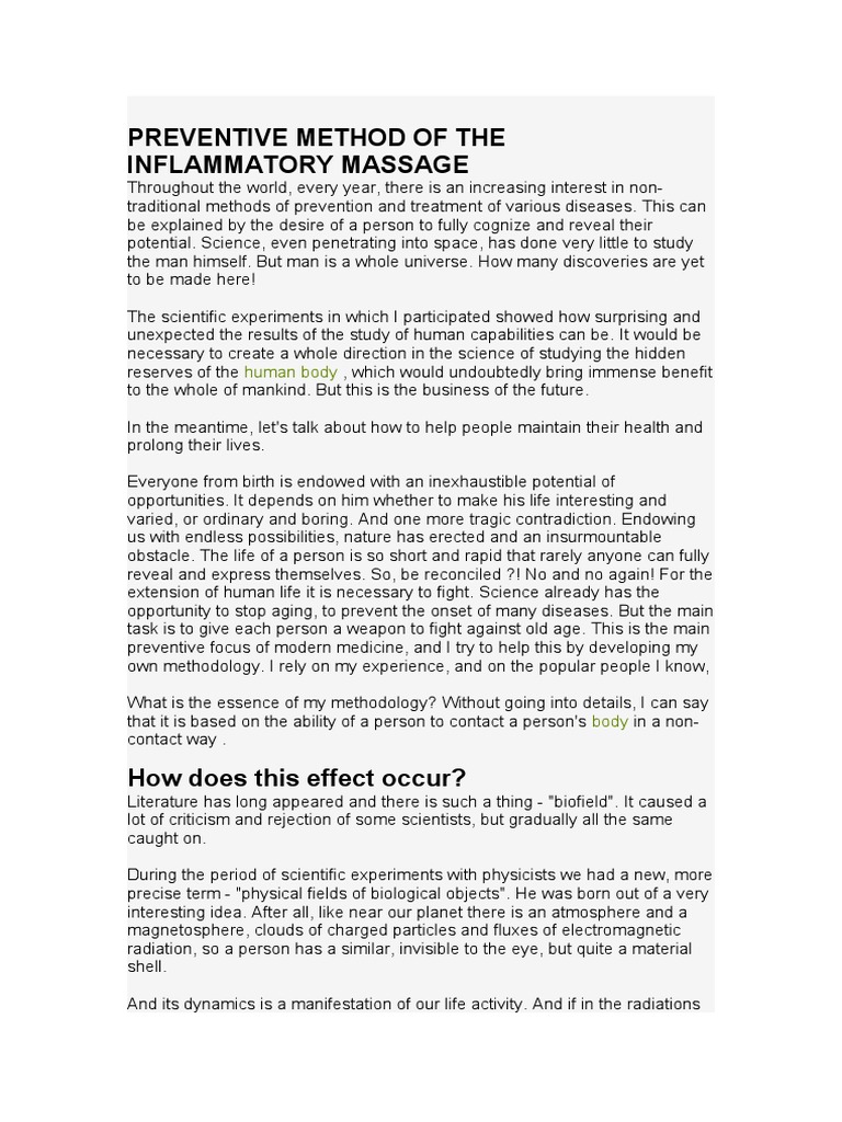Preventive Method of The Inflammatory Massage | PDF | Physician | Massage