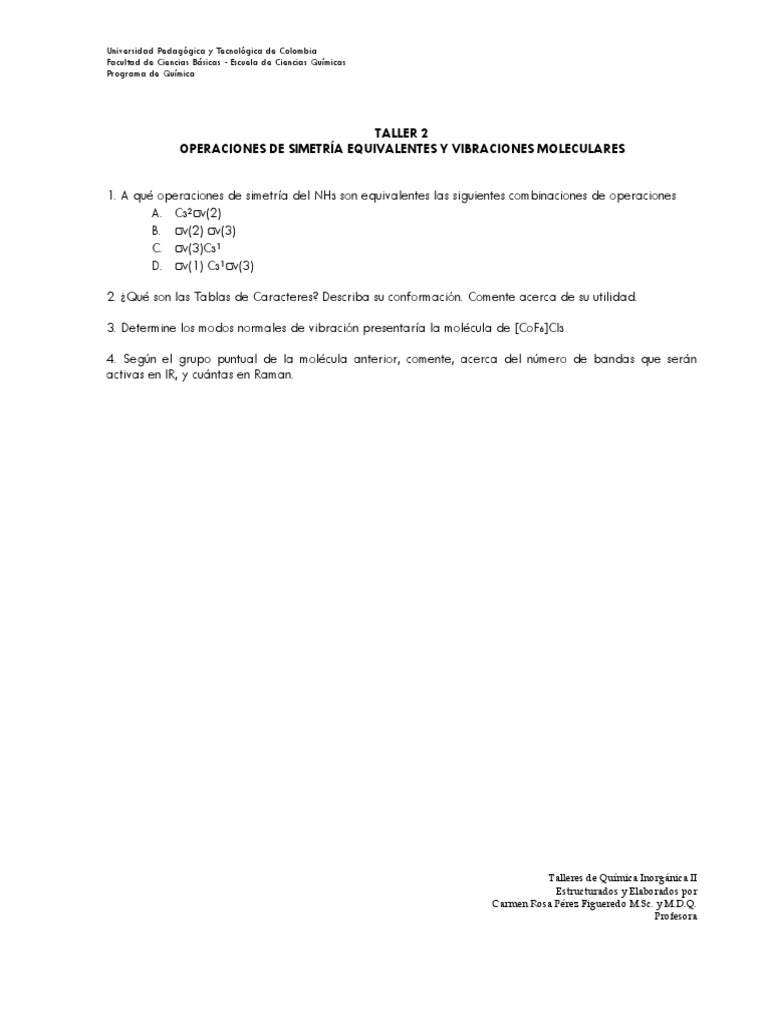 Taller 2 Operaciones de Simetria | PDF