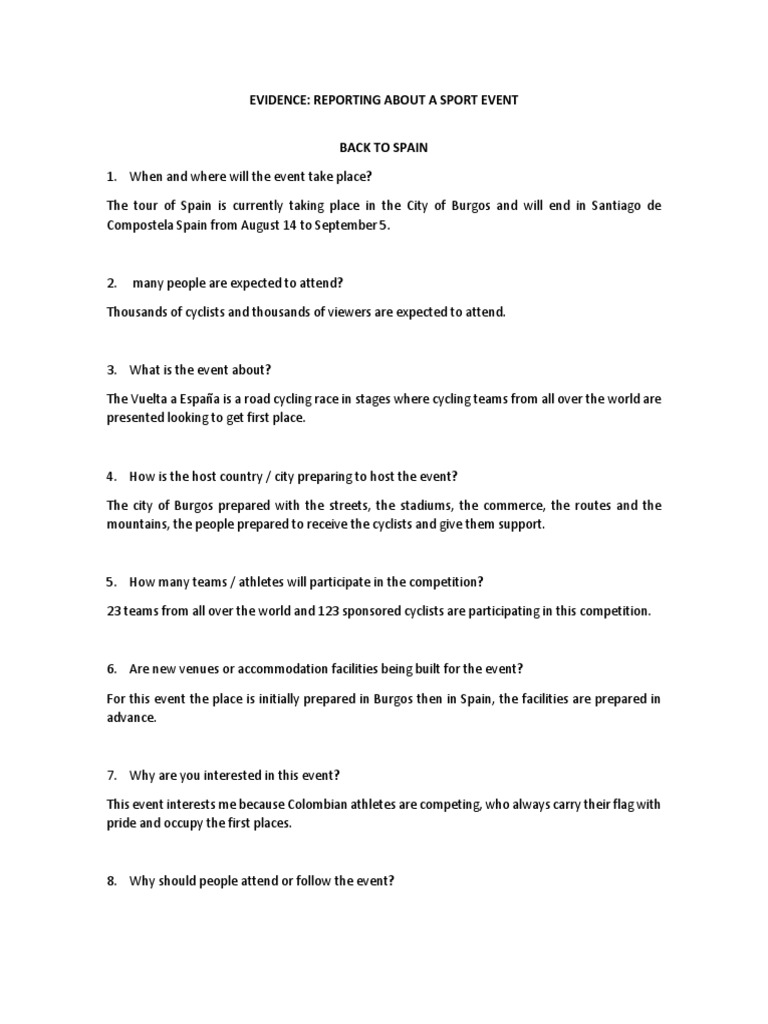 Evidence Reporting About A Sport Event | PDF