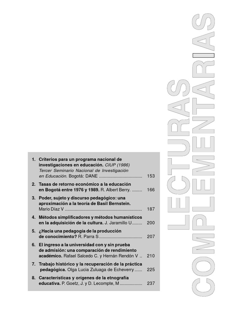 Lecturas Complementarias en Educación | PDF | Conocimiento | Pedagogía