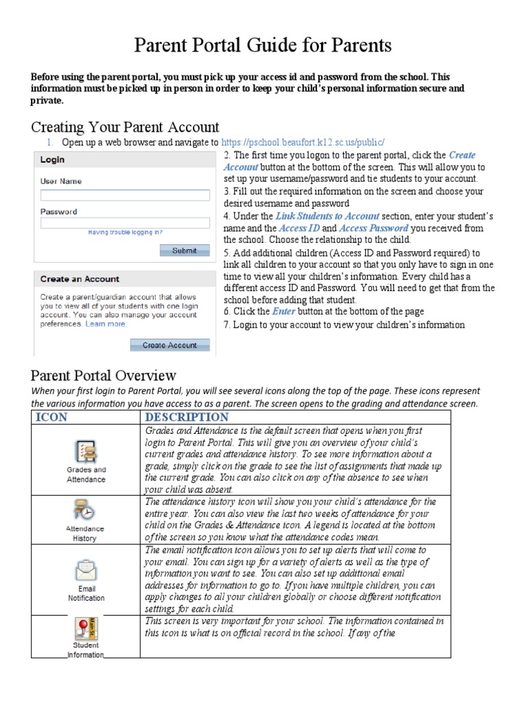 Parent Portal Guide For Parents - English Version | PDF | Login | Password