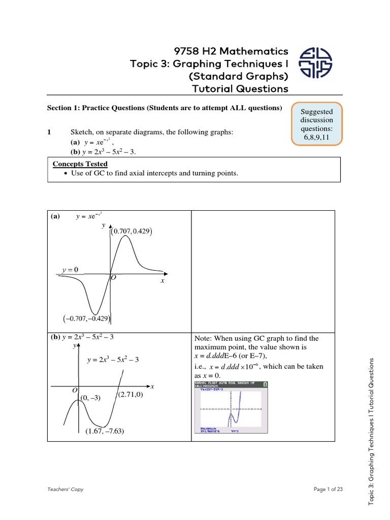 03 Graphing Techniques 1 TutSol | PDF | Equations | Asymptote