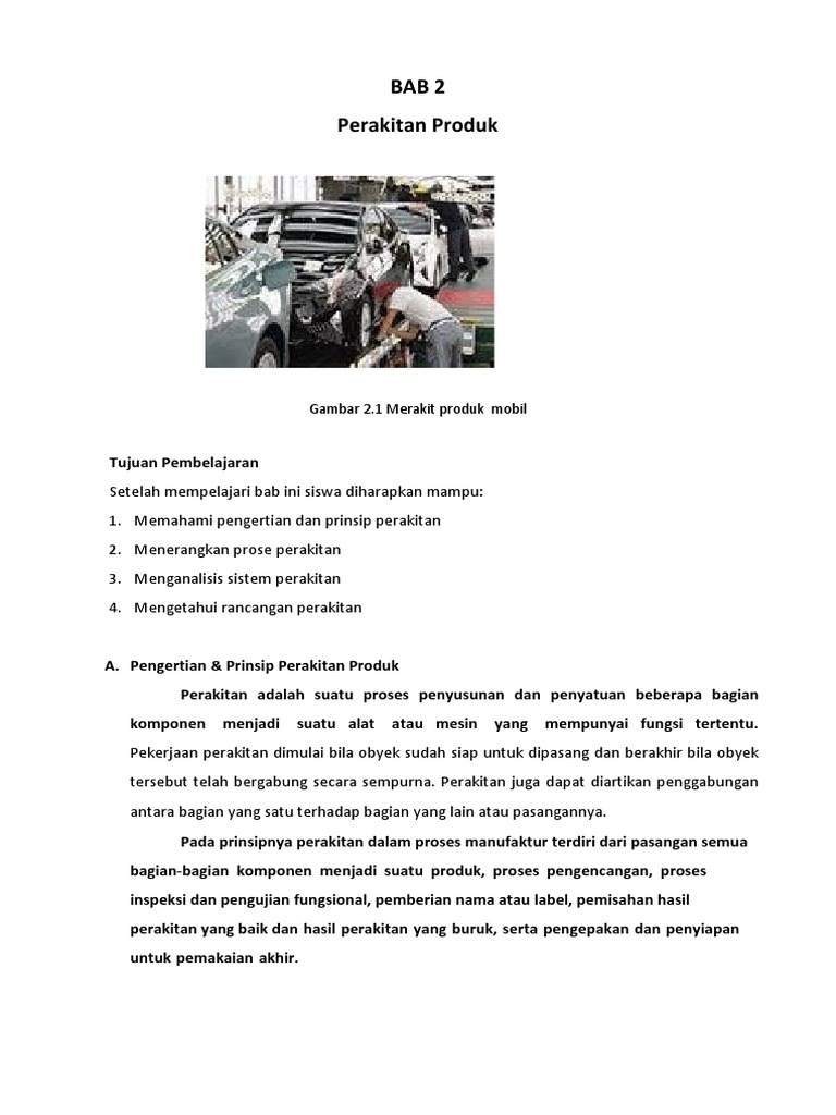 Metode Perakitan Produk Mobil | PDF | Bisnis | Komputer