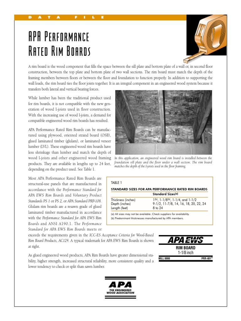 APA Performance Rated Rim Boards: D A T A F I L E | Download Free PDF ...