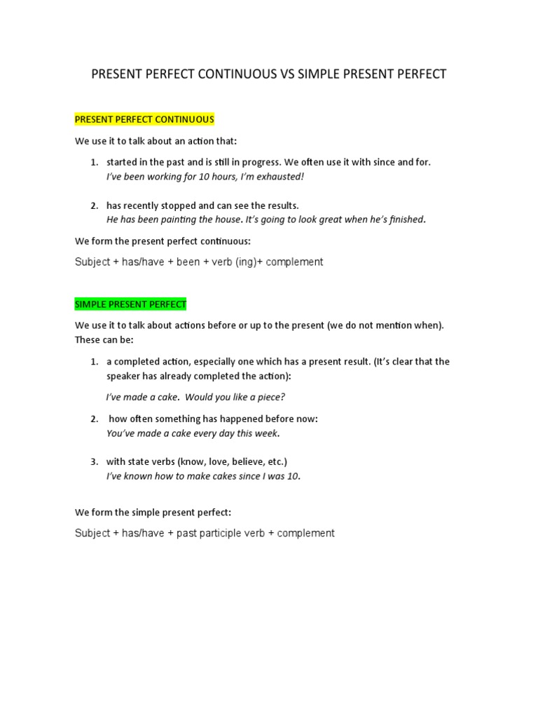 Present Perfect Continuous vs Simple Perfect | PDF