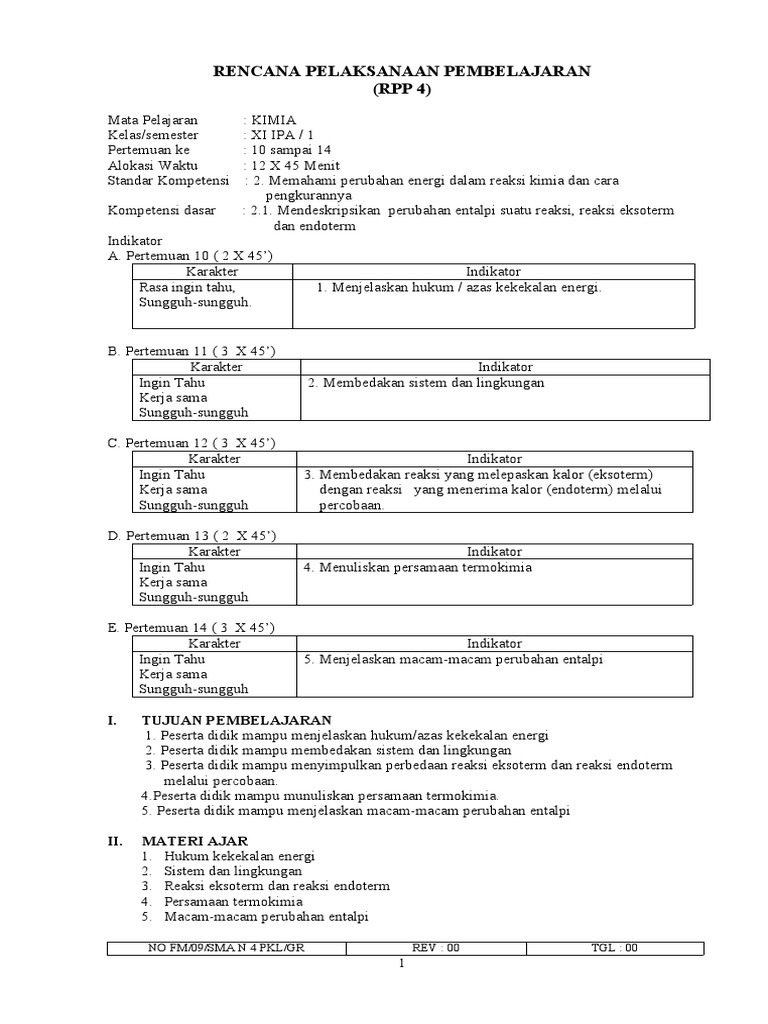 RPP 4 SMT 1 Iso | PDF | Karier & Perkembangan | Sains & Matematika
