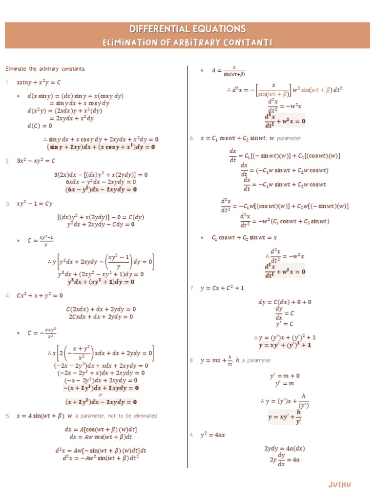 DE - Elimination of Arbitrary Constants | PDF