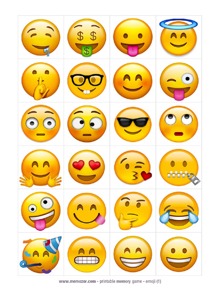 Printable Memory Game Emoji 1 | PDF