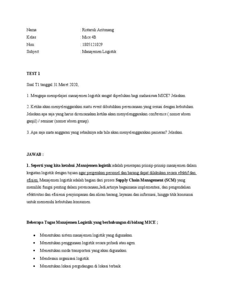 Manajemen Logistik untuk MICE | PDF | Karier & Perkembangan