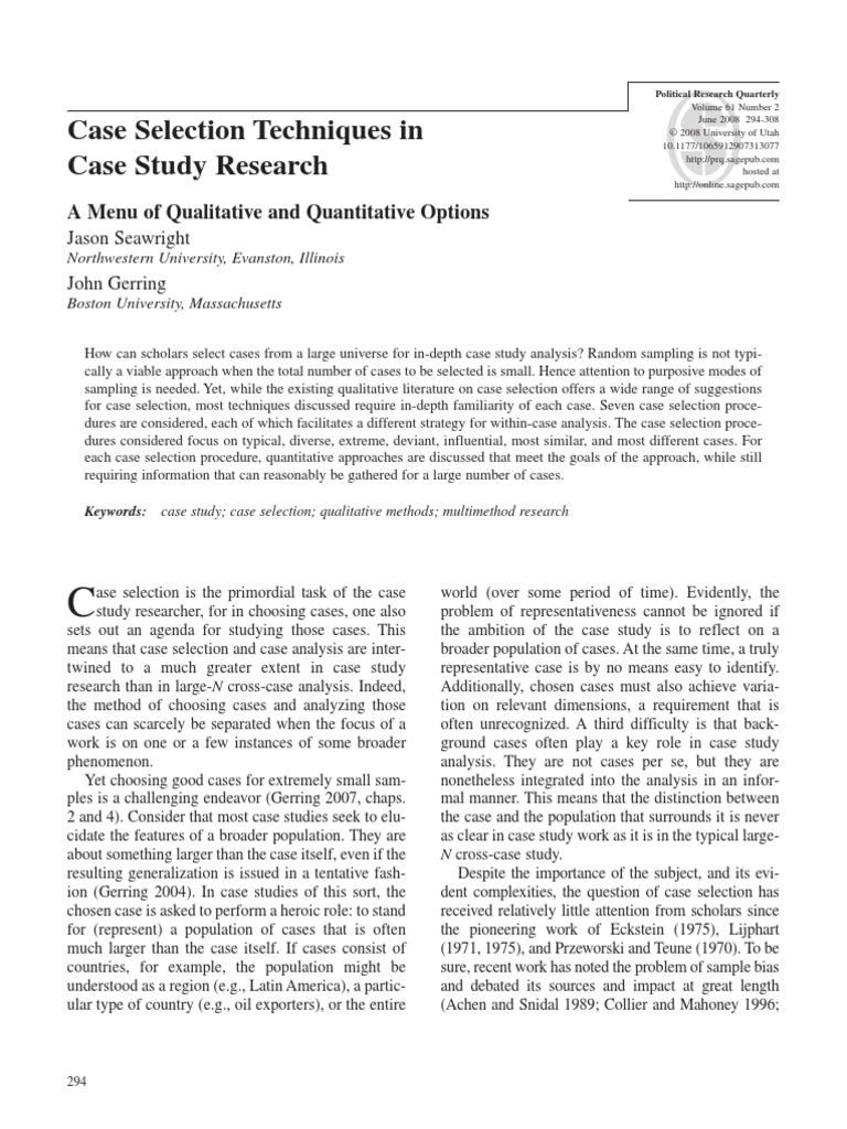 Seawright, Jason y John Gerring | PDF | Case Study | Statistics