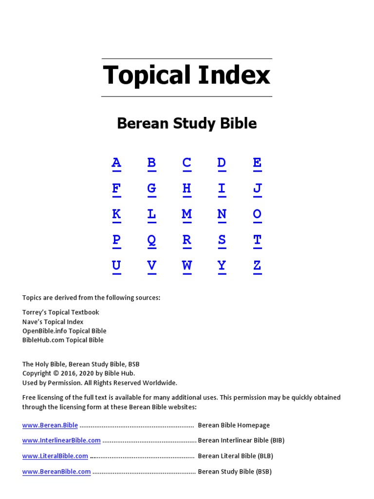 BSB Topical Index | PDF | Aaron | David