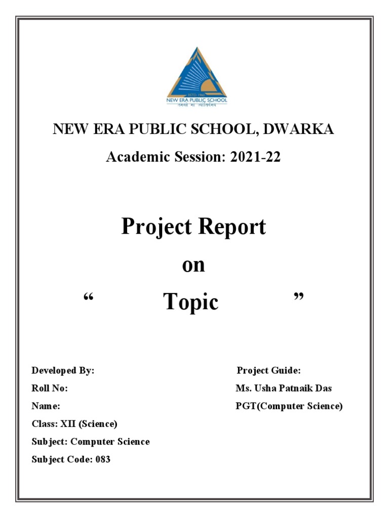 New Era Public School project report on computer science topic | PDF