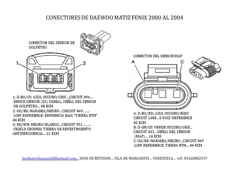 05 Daewoo Matiz 2000 2004 Lamina Conectores Sensores Ecu Fenix | PDF ...