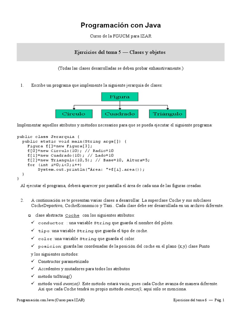 Ejercicios de Programación en Java | PDF | Programación | Constructor (Programación Orientada a ...