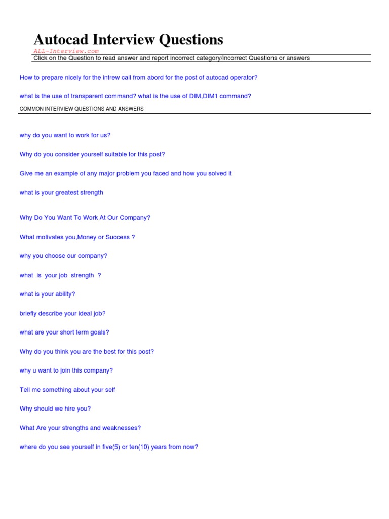 Autocad | Question | Employment