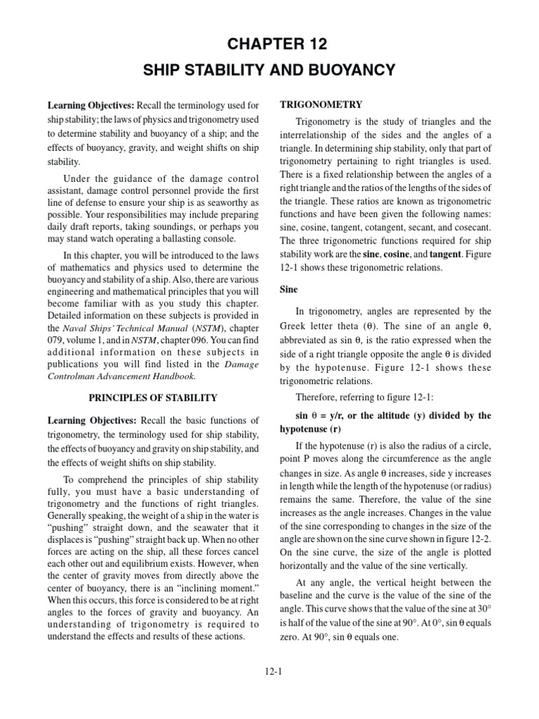 Ship Stability | PDF | Trigonometric Functions | Sine