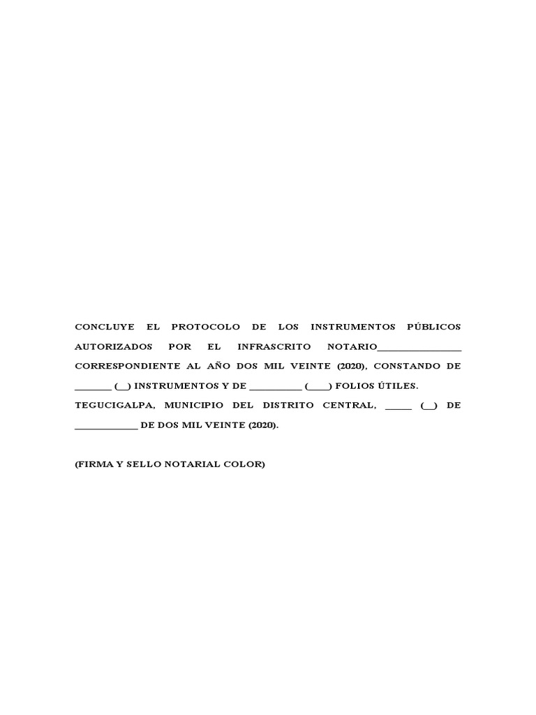 Nota de Cierre e Indice Del Protocolo | PDF