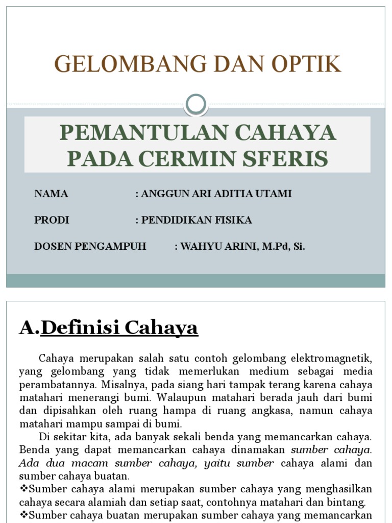 Pemantulan Cahaya pada Cermin Sferis | PDF | Metode & Bahan Ajar ...