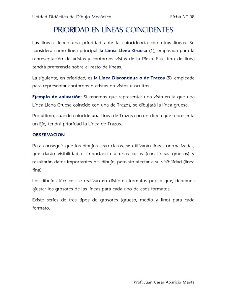 Ficha #008 PRIORIDAD DE LINEAS COINCIDENTES | PDF | Dibujo | Geometría
