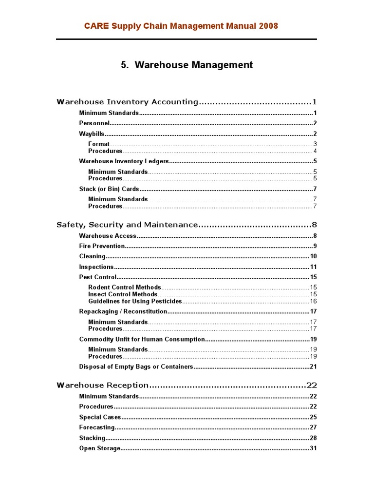 Warehouse Management: CARE Supply Chain Management Manual 2008 | PDF ...
