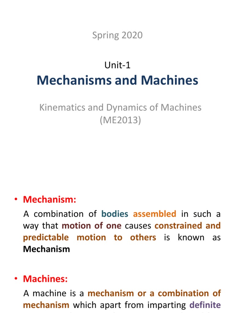 Kdm Mechanisms And Machines Complete Pdf Mechanics Machines