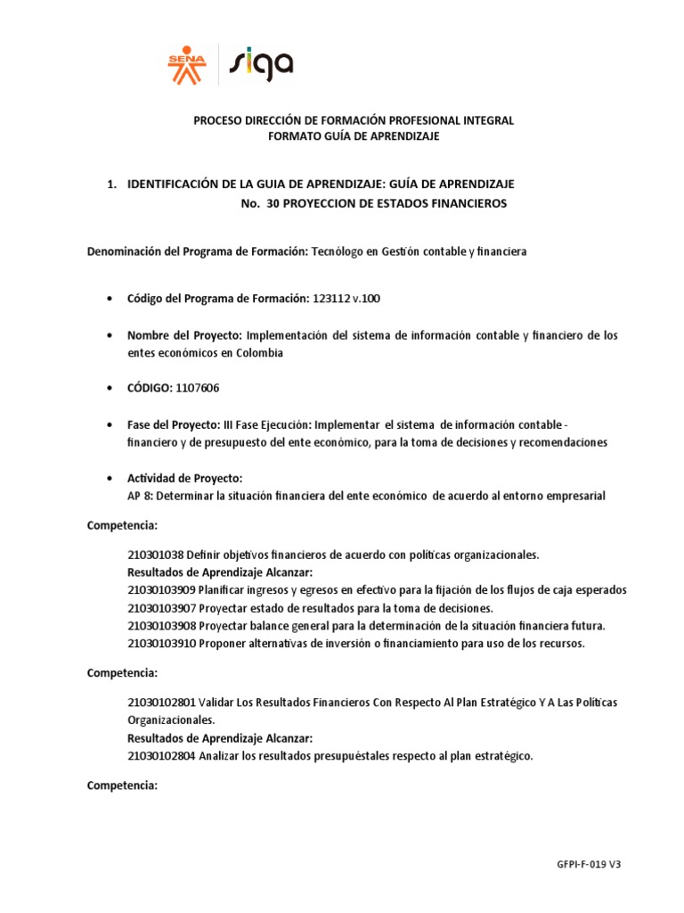 Guia 30 | PDF | Presupuesto | Estado financiero