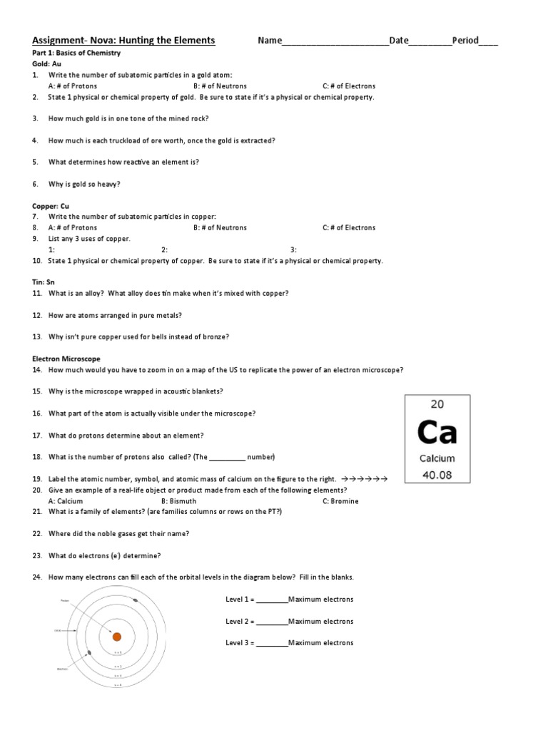 Nova Hunting The Elements Video Guide | PDF | Chemical Elements | Chlorine