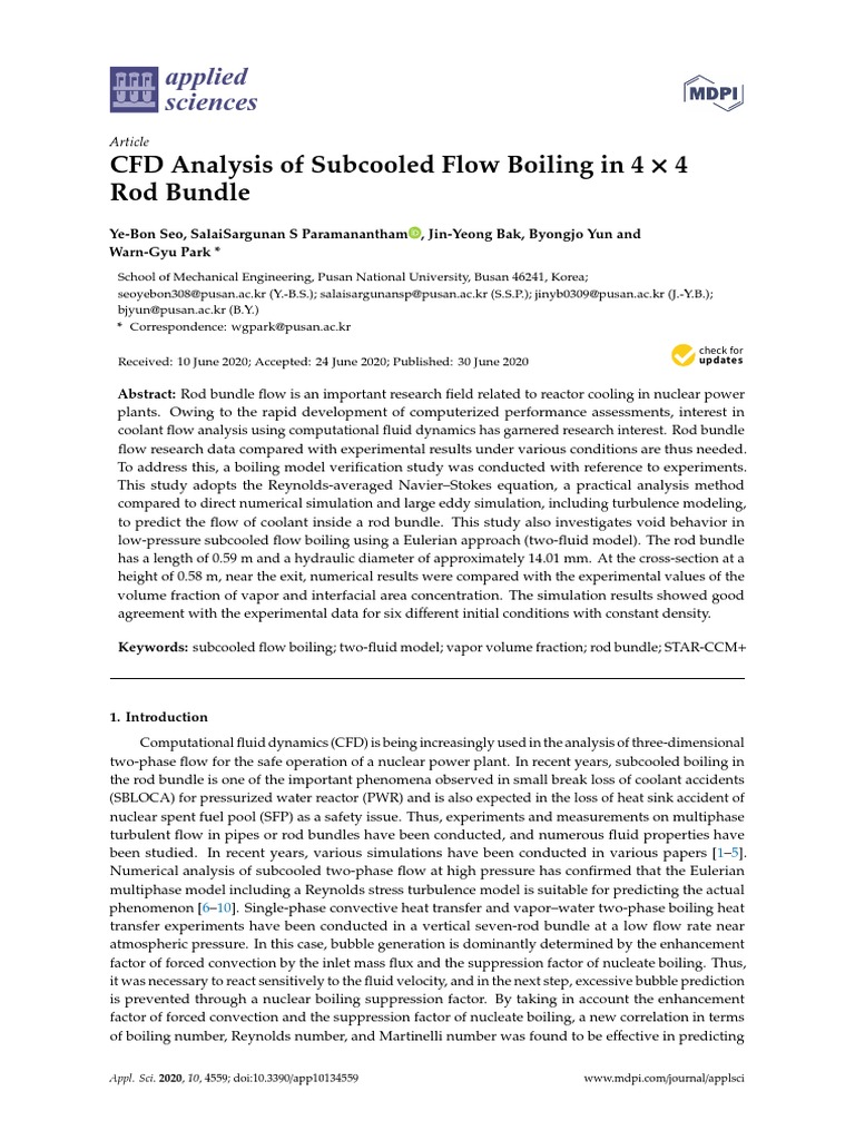 Applied Sciences: CFD Analysis of Subcooled Flow Boiling in 4 × 4 Rod Bundle | PDF | Fluid ...