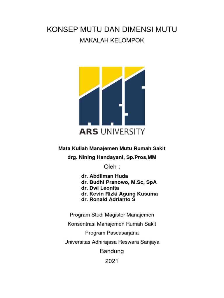 Konsep dan Dimensi Mutu Pelayanan Kesehatan | PDF