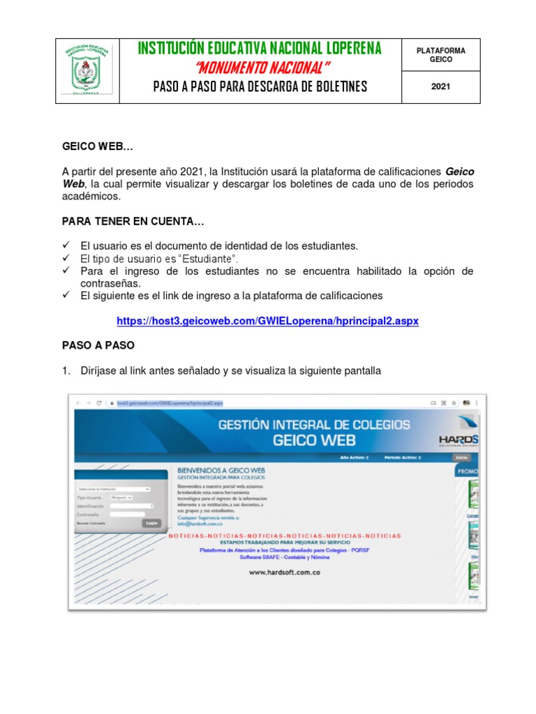 Paso A Paso para Descargar Boletines Loperena | PDF
