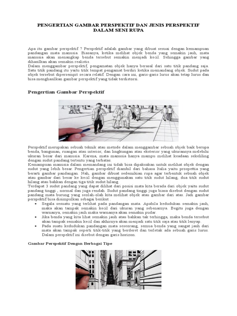 Pengertian Gambar Perspektif Dan Jenis Perspektif Dalam Seni Rupa | PDF Pengertian Gambar Perspektif Dan Jenis Perspektif Dalam Seni Rupa | PDF
