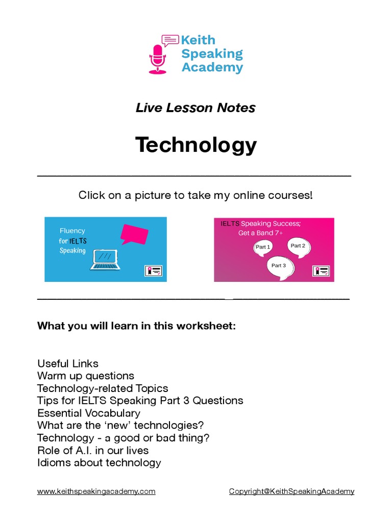 Technology - Lesson Notes IELTS | PDF | Internet Of Things | Artificial ...