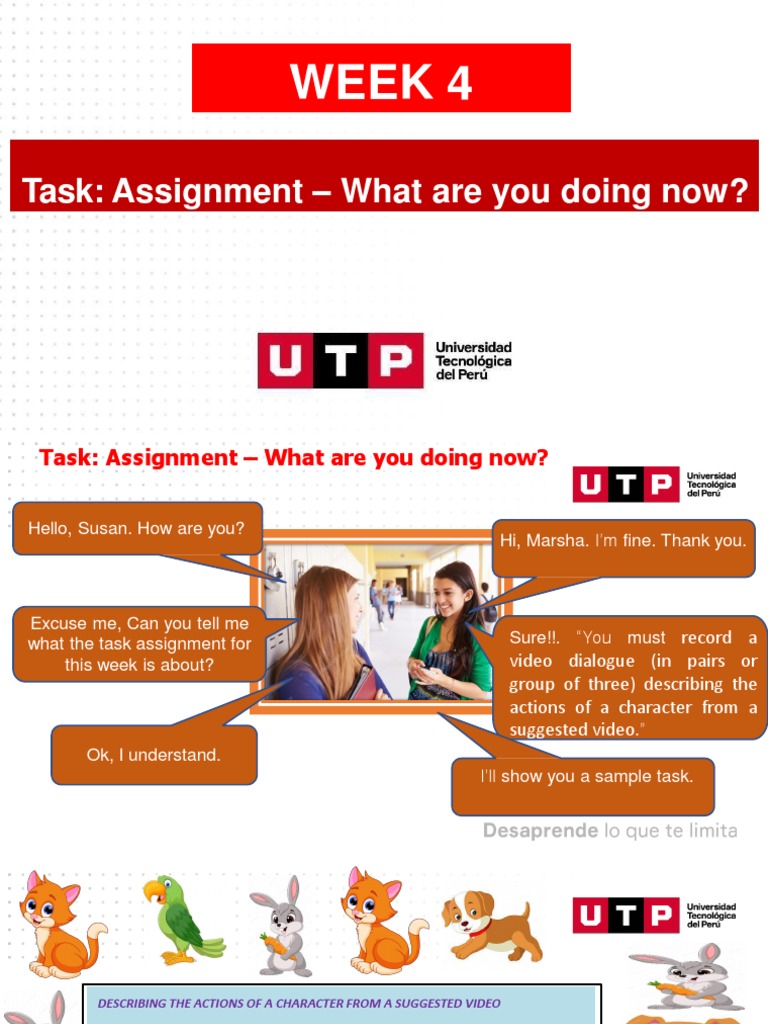 Week 4: Task: Assignment - What Are You Doing Now? | PDF | Language Mechanics | Grammar