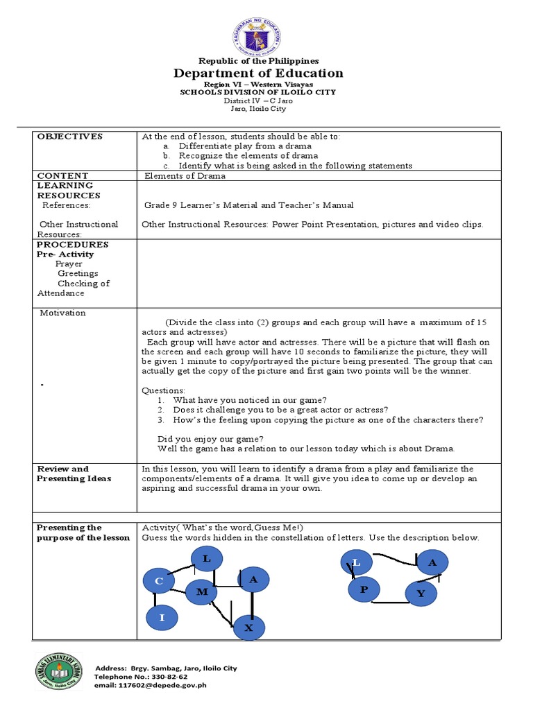 Understanding the Elements of Drama: A Comprehensive Lesson Plan on the ...