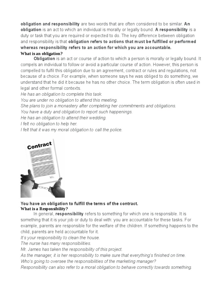 Values Obligation and Responsibility | PDF | Ethical Principles ...