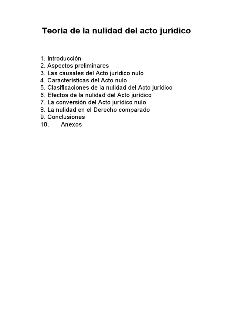 Nulidad del Acto Jurídico: Teoría y Efectos | PDF | Nulo (ley) | Moralidad