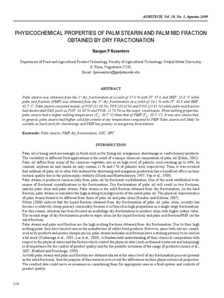 Physicochemical Properties of Palm Stearin and Palm Mid Fraction ...