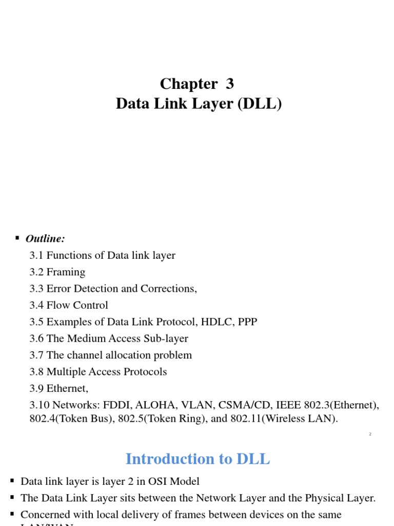 Chapter 3 - Data Link Layer | PDF | Ethernet | Error Detection And Correction