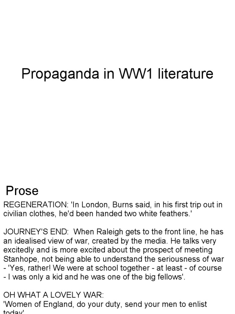 Propaganda in WW1 Literature | PDF