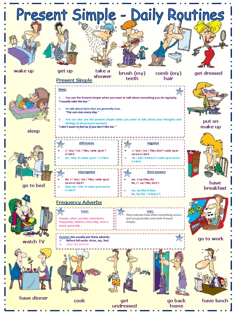 Present Simple Daily Routines Frequency Adverbs | PDF | Syntax | Adverb