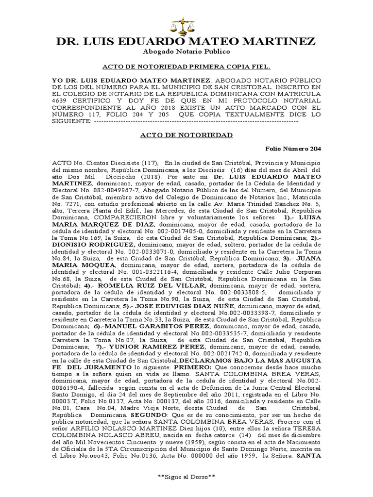 COMPULSA NOTARIAL Mama | PDF | República Dominicana | Justicia