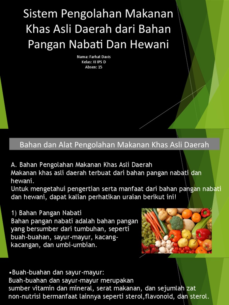 BAHAN DAN TEKNIK PENGOLAHAN MAKANAN KHAS DAERAH | PDF