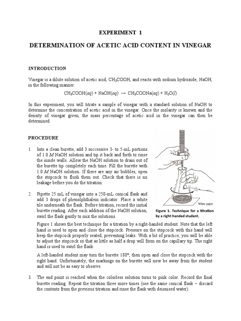 Determination of Acetic Acid Content in Vinegar Through Acid-Base ...